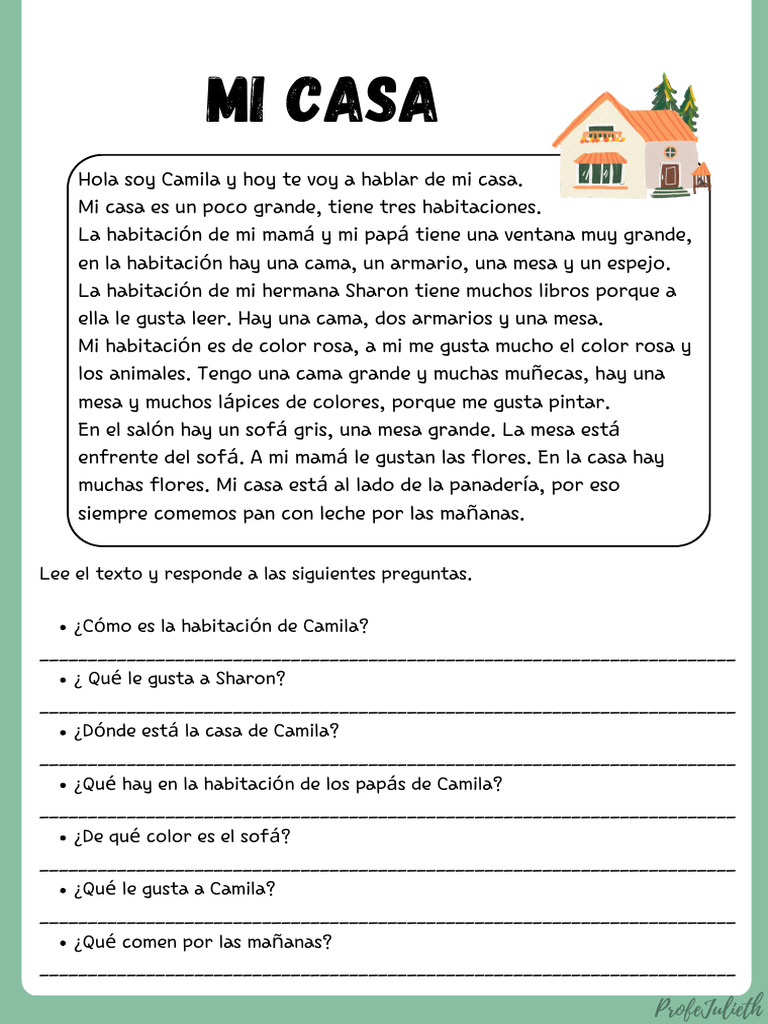 Descripción de mi casa para niños | PDF