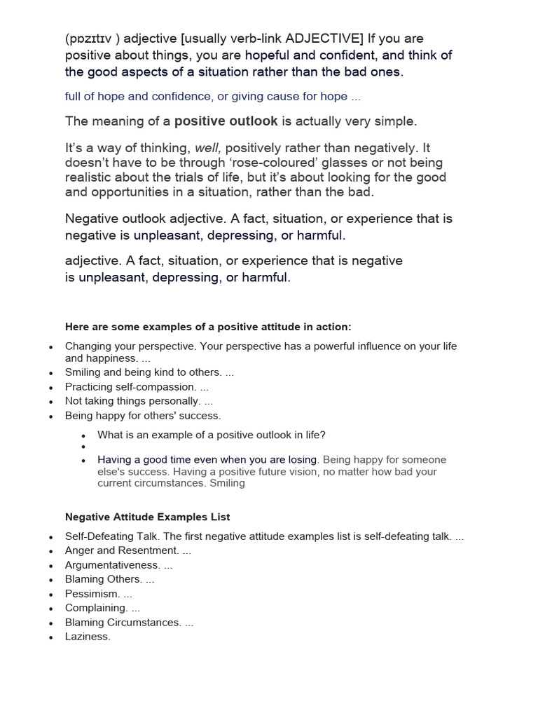 Understanding Positive Outlook | PDF