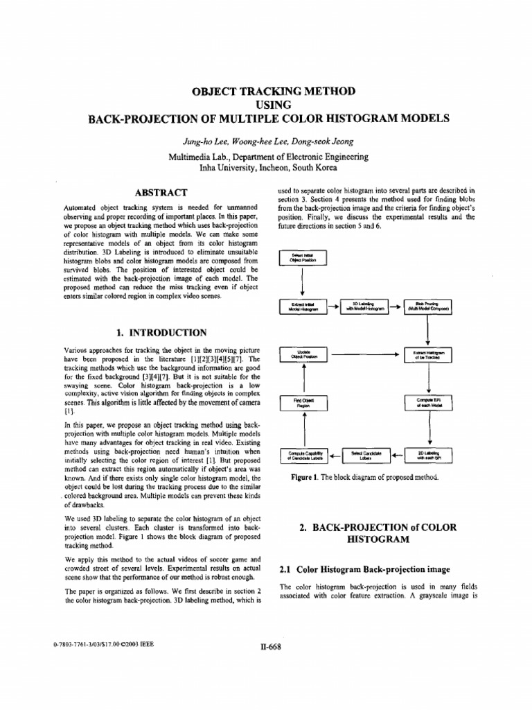 Object Tracking Method Using Back-Projection of Multiple Color ... Object Tracking Method Using Back-Projection of Multiple Color ...