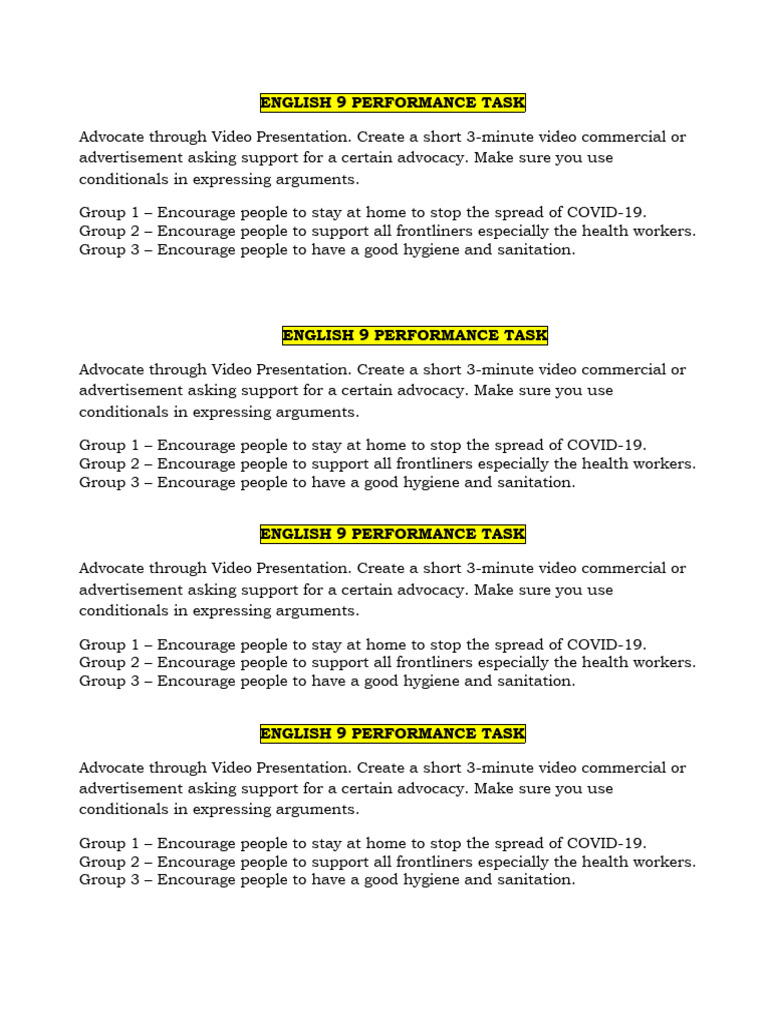 English 9 Advocacy Video Task | PDF