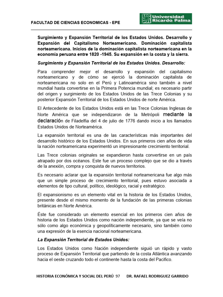 Separata Hist. Econ. y Soc. del Perú Separata (4) Semanas (13-14-15-16) R | PDF
