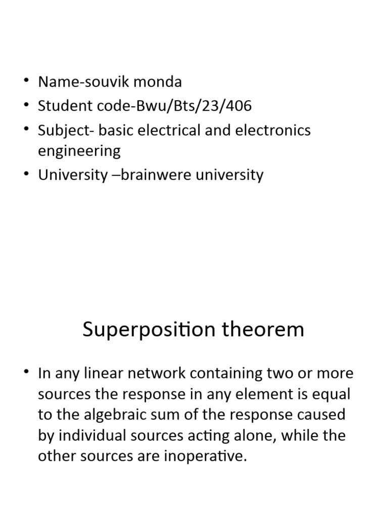 Superposition Theorem | PDF | Electrical Network | Resistor