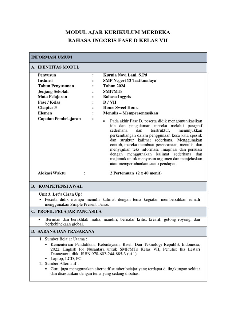 MODUL AJAR Observasi BU NOVI | PDF