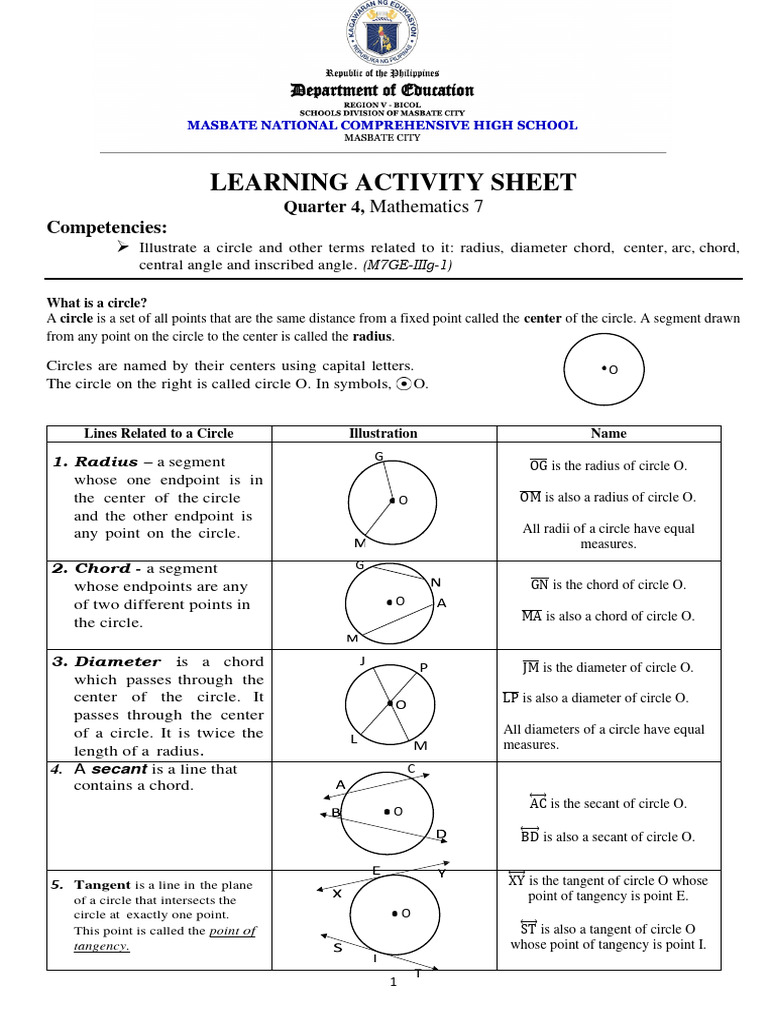 Q4 Las Circles | PDF | Circle | Angle