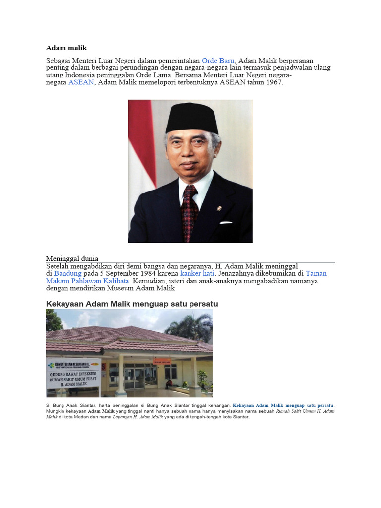 Adam Malik BIODATA | PDF