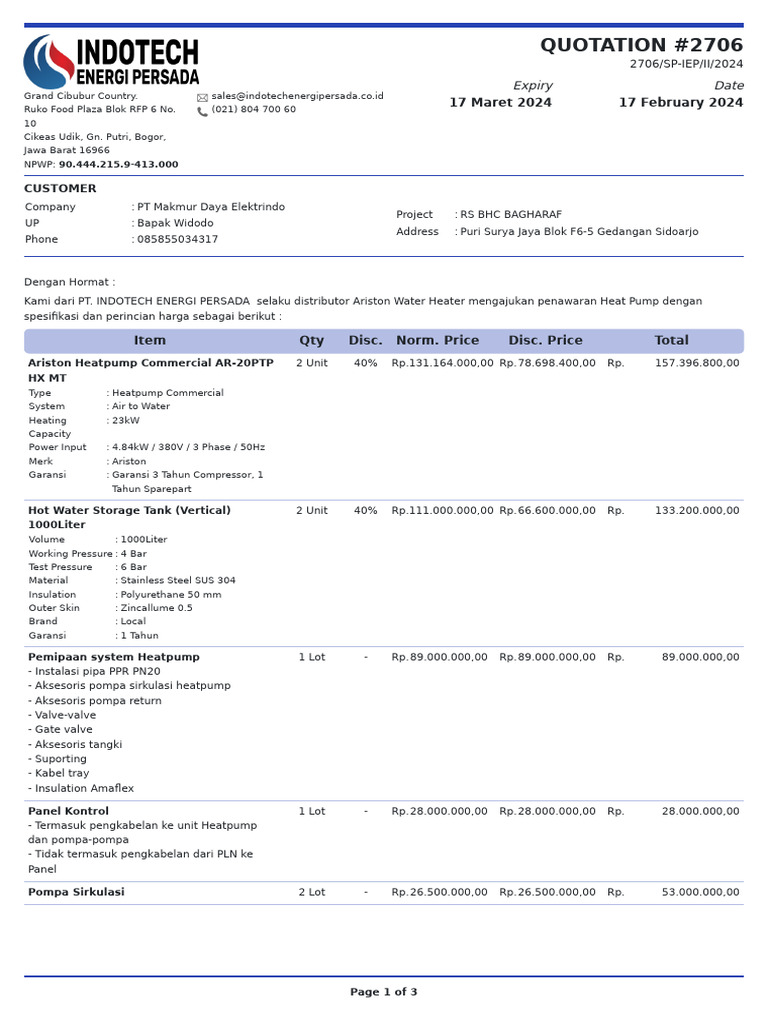 2706_SP-IEP_II_2024 PT Makmur Daya Elektrindo - ARISTON | PDF