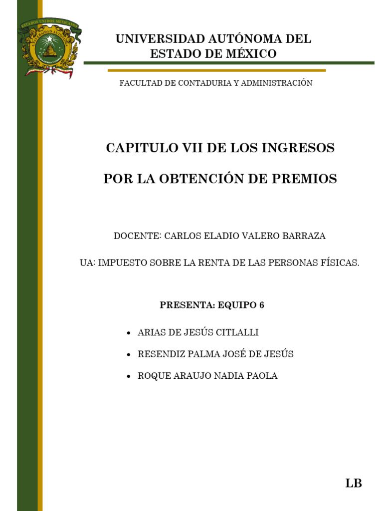 Capitulo Vii Premios | PDF | Impuesto sobre la renta | Impuestos