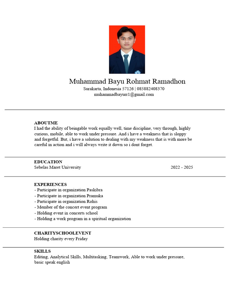 Muhammad Bayu's CV Overview | PDF
