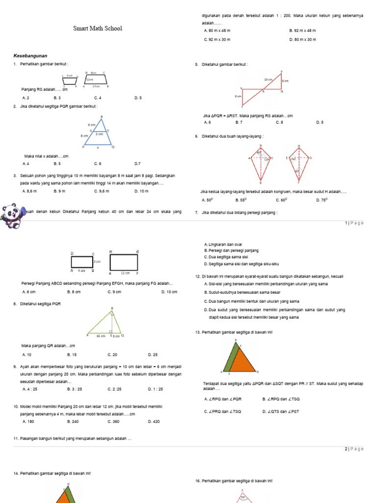 Rangkuman Materi, Contoh Soal & Pembahasan Kesebangunan Kelas 9 SMP | PDF