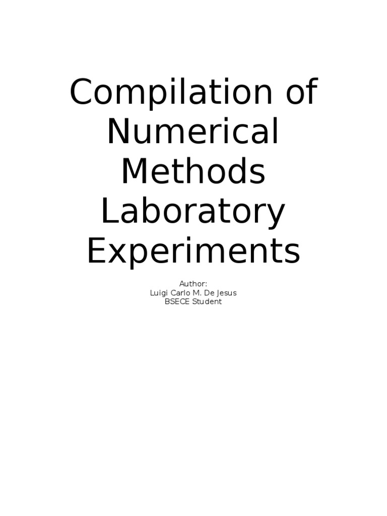 Compilation of Numerical Methods Laboratory Experiments | PDF ...