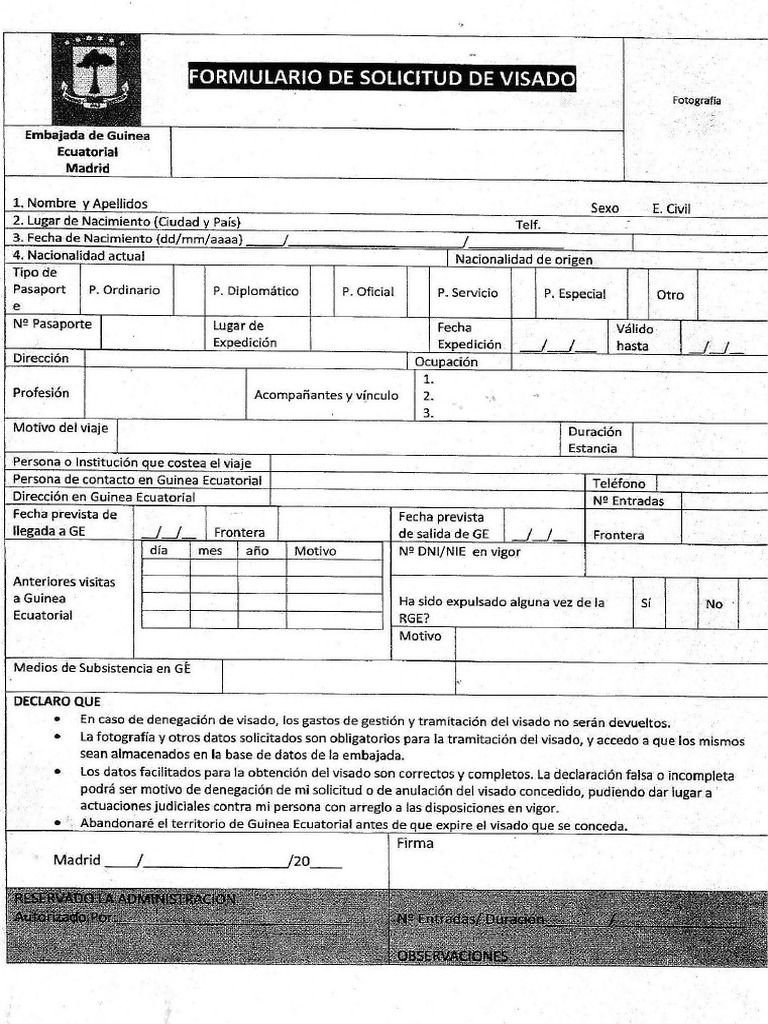 Formulario para Solicitud de VISADOS | PDF