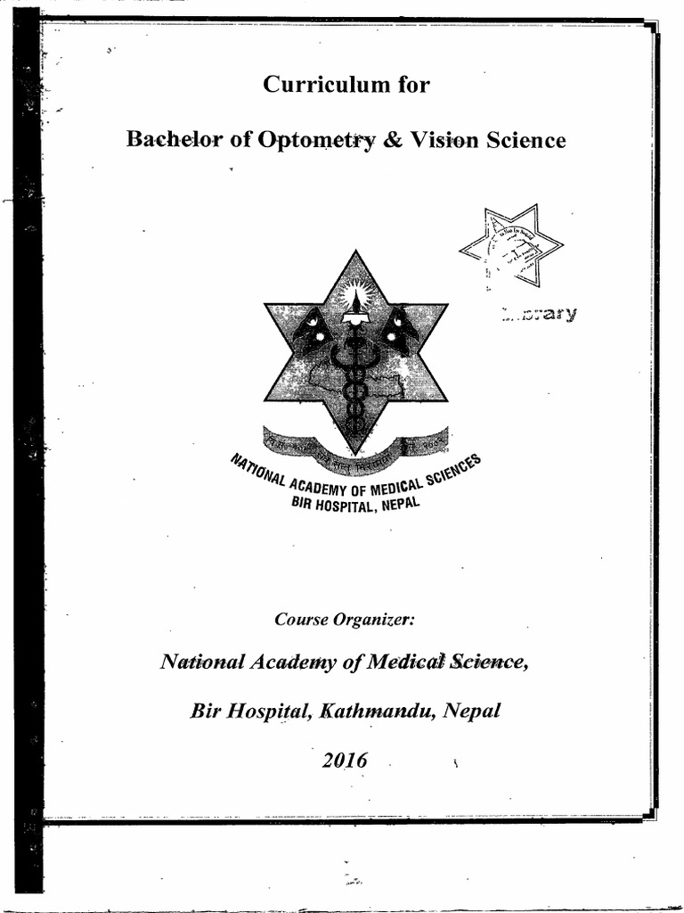 Curriculum For Bachelor of Optometry & Vision Science | PDF