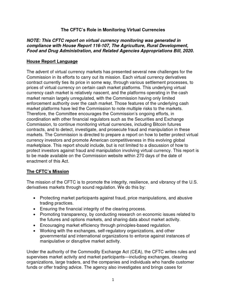 Virtual Currency Monitoring Report FY2020 | PDF | Commodity Futures ...