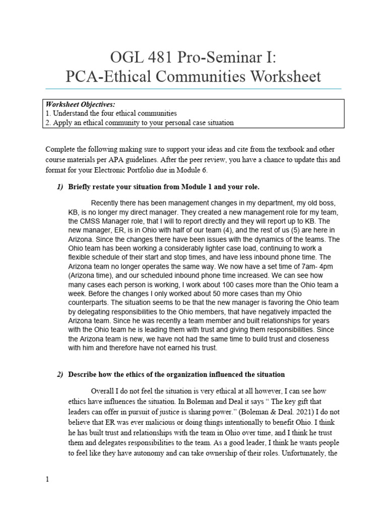 6 Ethical Communities Worksheet | PDF | Behavioural Sciences | Psychology