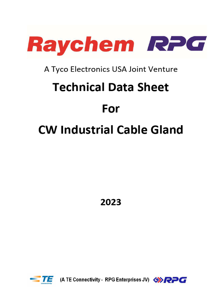 CW Industrial Cable Gland Data Sheet | PDF | Wire | Materials