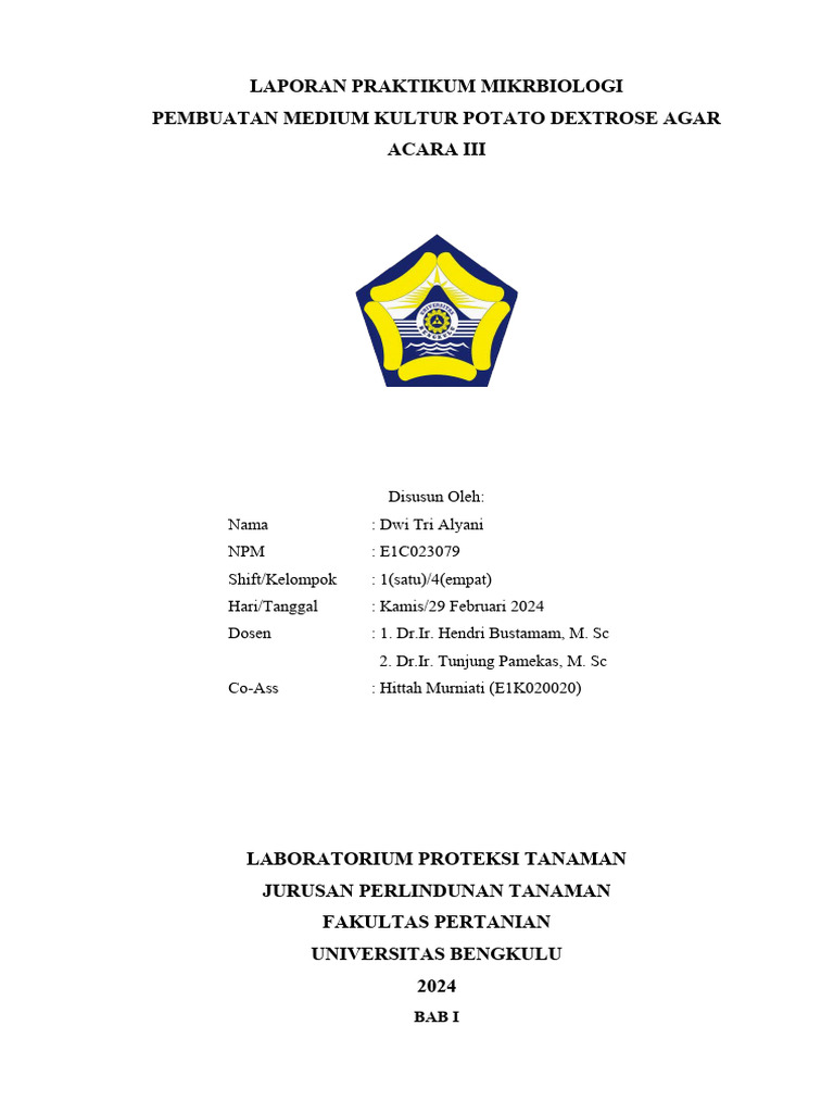 Medium Potato Dextrose Agar (PDA) | PDF