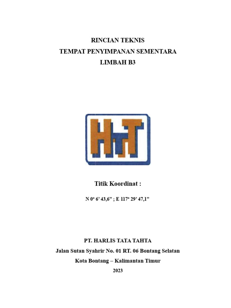 RINCIAN TEKNIS TPS LIMBAH B3 PT. HTT | PDF