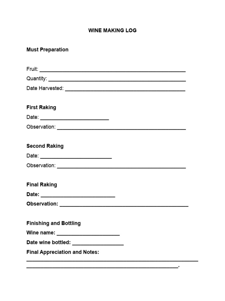 Wine Making Log | PDF