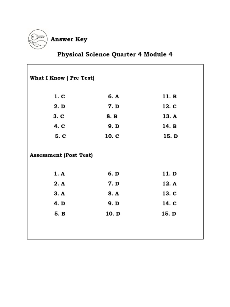 Quarter4 Module4 PhysicalScience AnswerKey | PDF