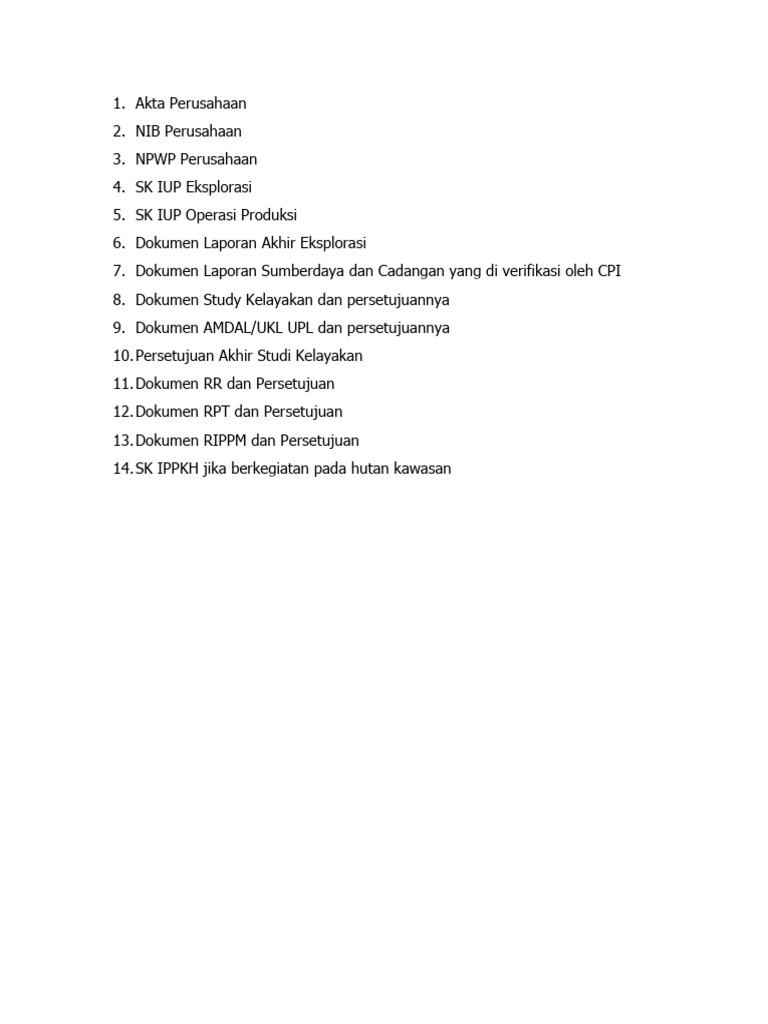 Contoh Dokumen Izin Usaha Pertambangan | PDF