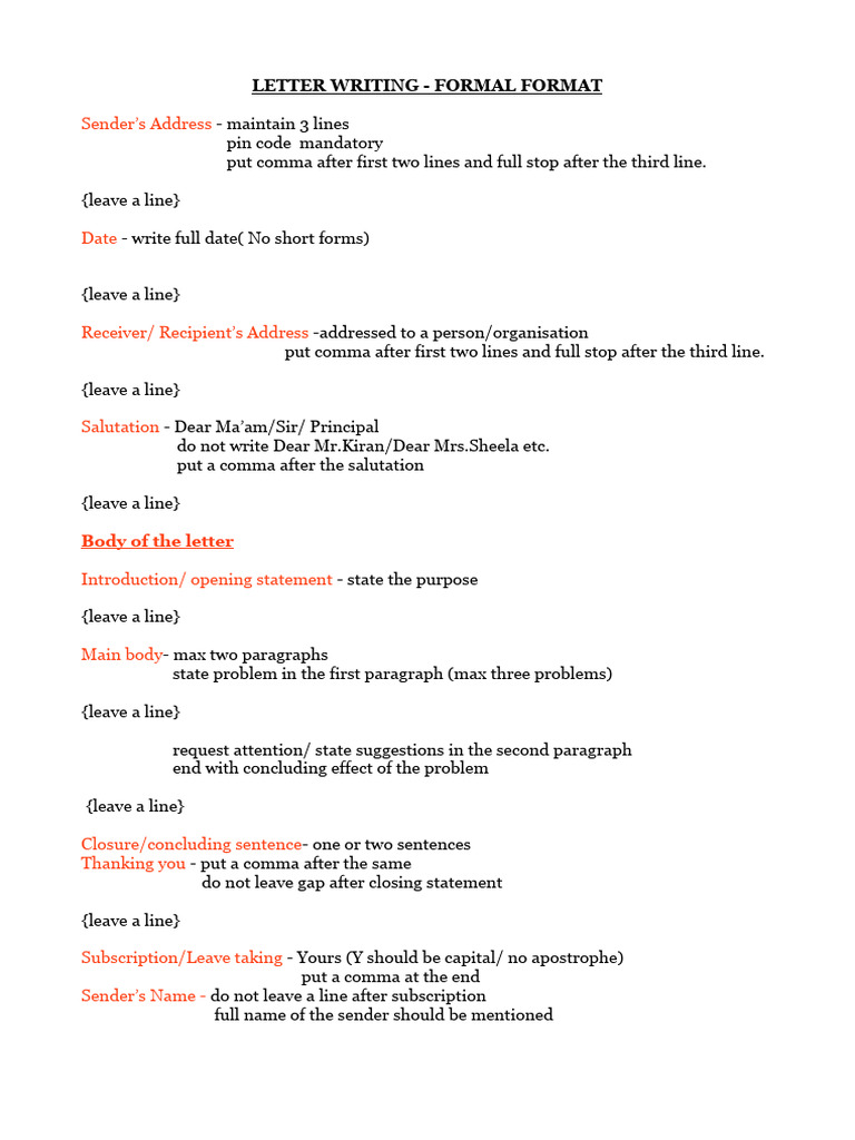 Formal Letter Writing Guidelines | PDF