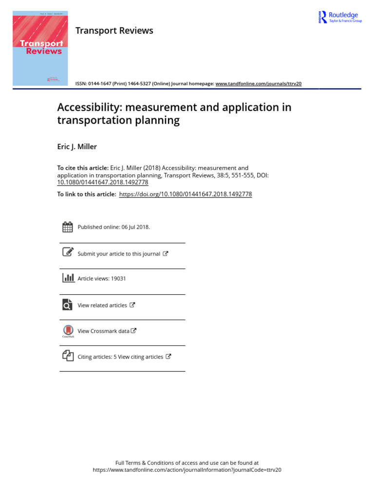 Accessibility Measurement and Application in Transportation Planning | PDF | Accessibility | Theory