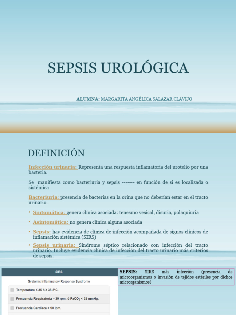 Sepsis Urológica: Definición y Diagnóstico | PDF | Infección del tracto ...