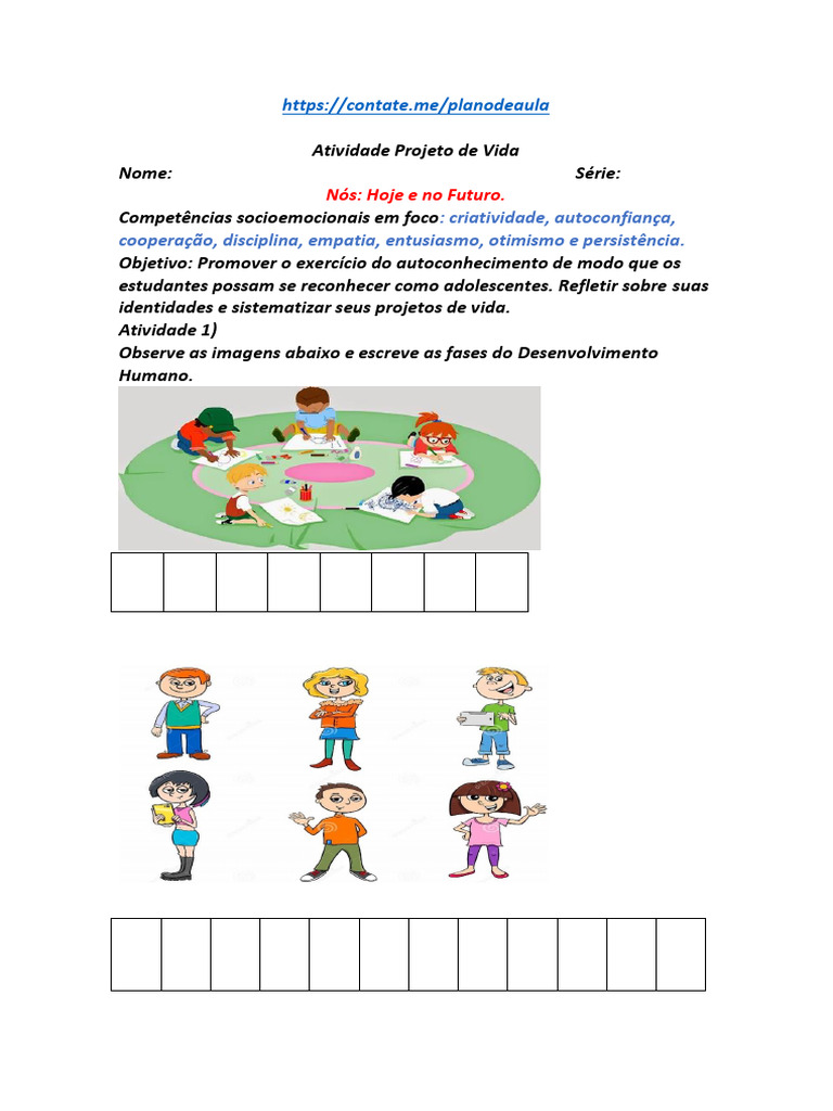 Atividade Projeto de Vida Adaptada 2023 | PDF