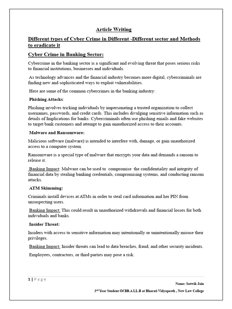 Article - Cyber Crime in Different Sectors | PDF | Security | Computer Security