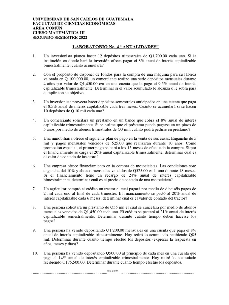 Laboratorio No. 4 - 2022 | PDF | Dinero | Economias