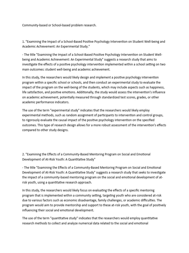 Research Titles | PDF | Quantitative Research | Positive Psychology