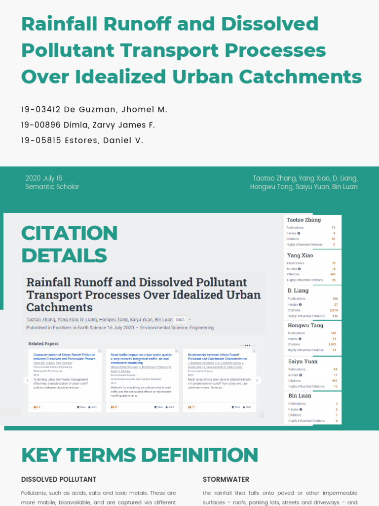 Rainfall Runoff and Dissolved Pollutant Transport Processes Over Idealized Urban Catchments ...
