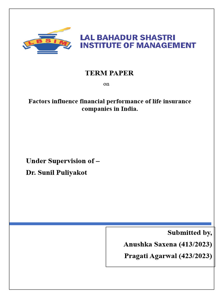 Term Paper 1 | PDF | Insurance | Actuary