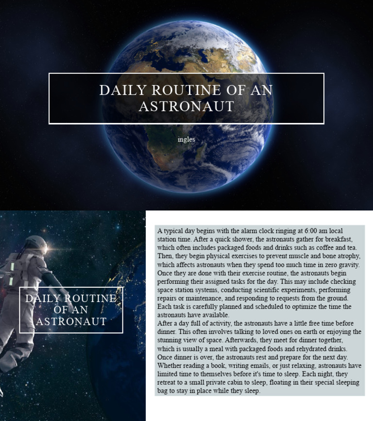 Daily Routine of An Astronaut | PDF | Social Science | Wellness
