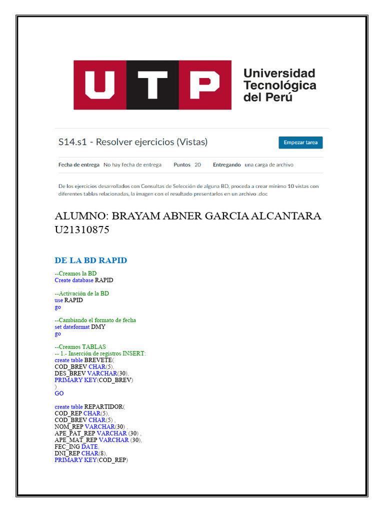 Vistas-Basededatos-Semana 14 | PDF | Bases de datos | Software de gestión de datos