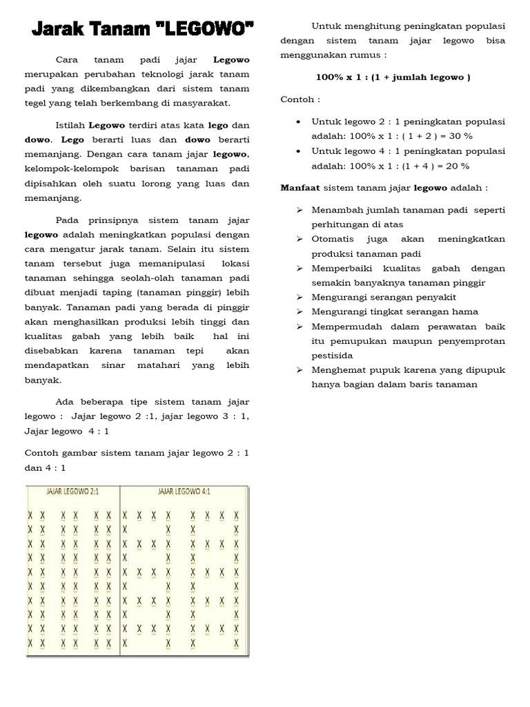 Panduan Tanam Padi Jajar Legowo | PDF | Sains & Matematika | Teknologi ...