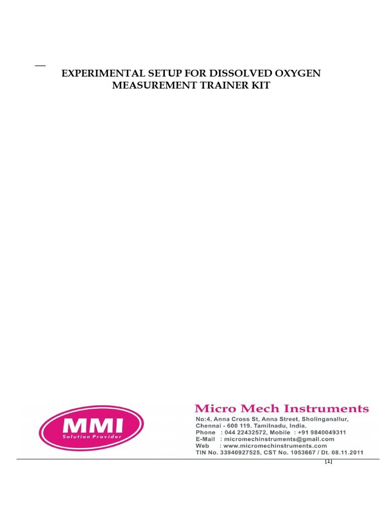 Dissolved Oxygen Measurement Setup | PDF | Technology & Engineering