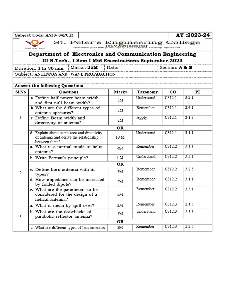 Set 3 Awp Mid 3 | PDF | Antenna (Radio) | Electromagnetic Radiation