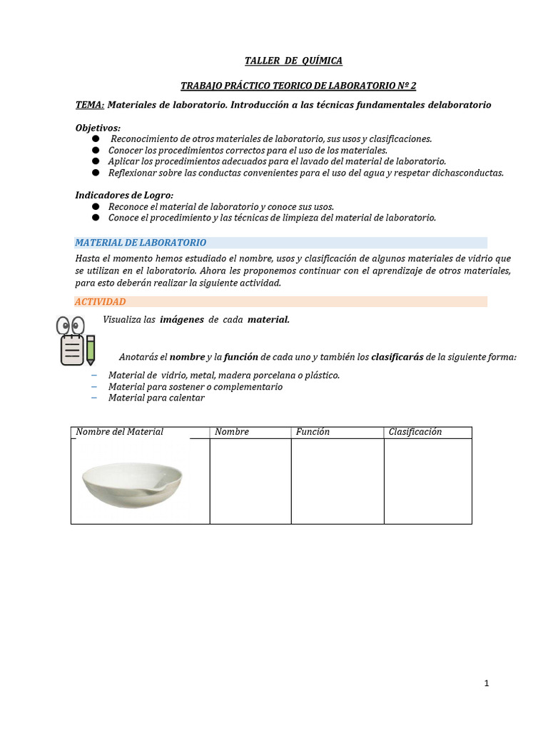 Taller Qca-Tp N 2 Teorico-Practico Material de Laboratorio | PDF