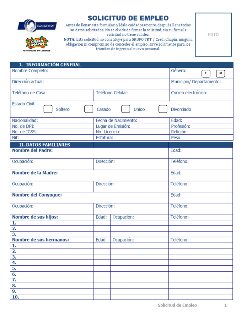FORMULARIO A LLENAR | PDF