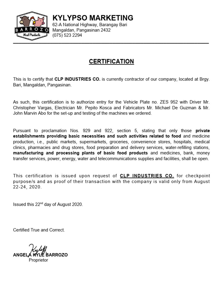 Certification for CLP | PDF