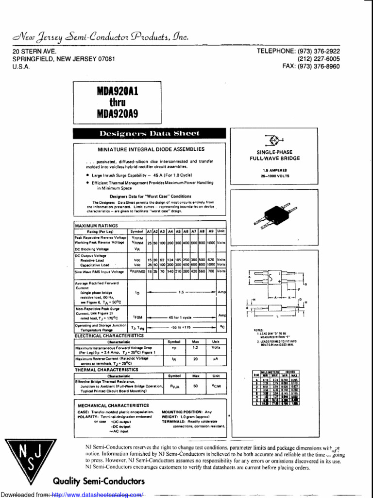 P605 Miniature Diode Assemblies Datasheet | PDF