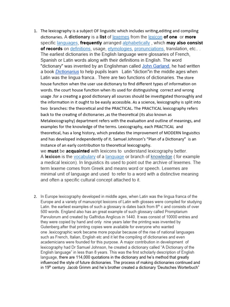 LEXICOGRAPHY | PDF | Dictionary | Lexicography