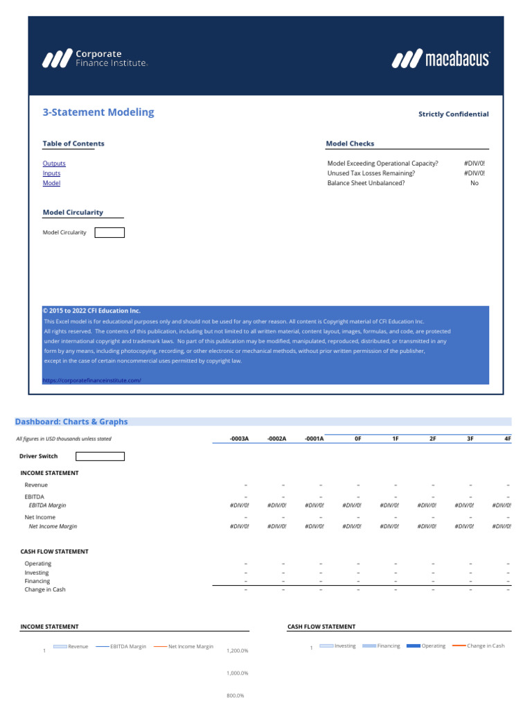 3 Statement Model Template | PDF | Equity (Finance) | Cash Flow Statement