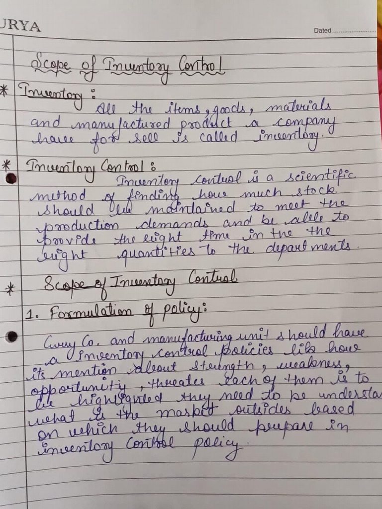 Scope of Inventory Control, P and Q System of Inventory Control | PDF