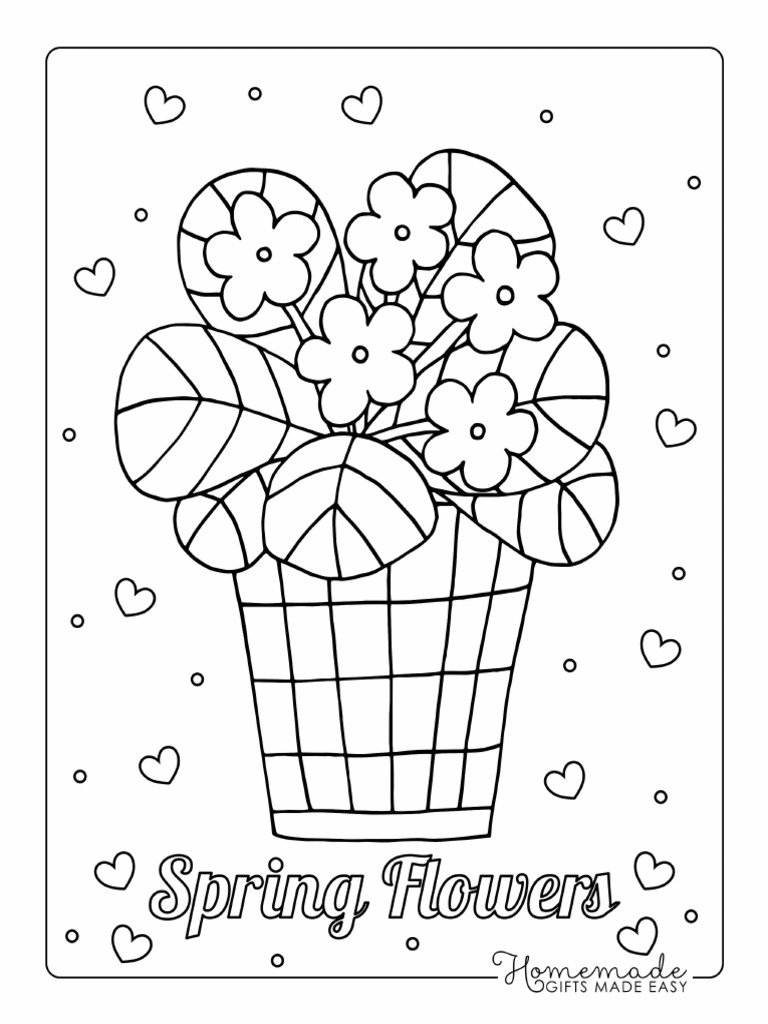 Spring Coloring Pages Cute Flower Pot | PDF