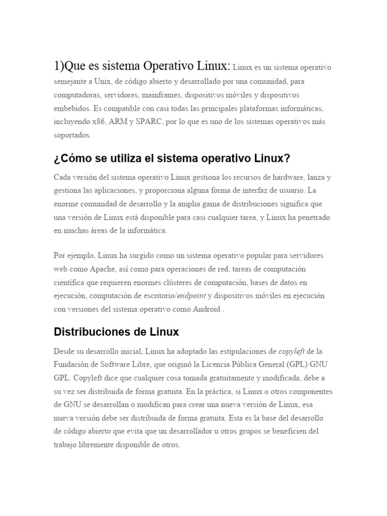 Tarea TIC | PDF | Distribución de Linux | Sistema operativo