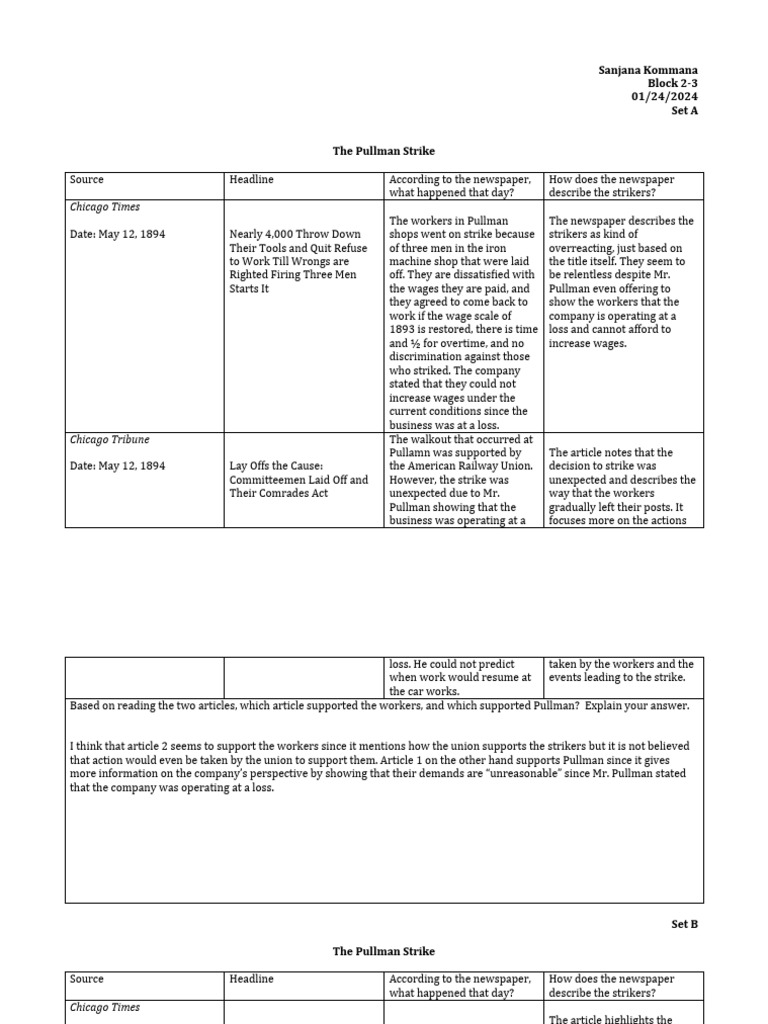 Overview of the Pullman Strike (1894) | PDF | Strike Action | Labor