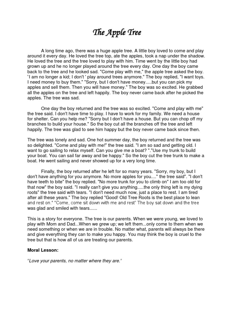 The Apple Tree: Moral Lesson | PDF | Sky | Nature