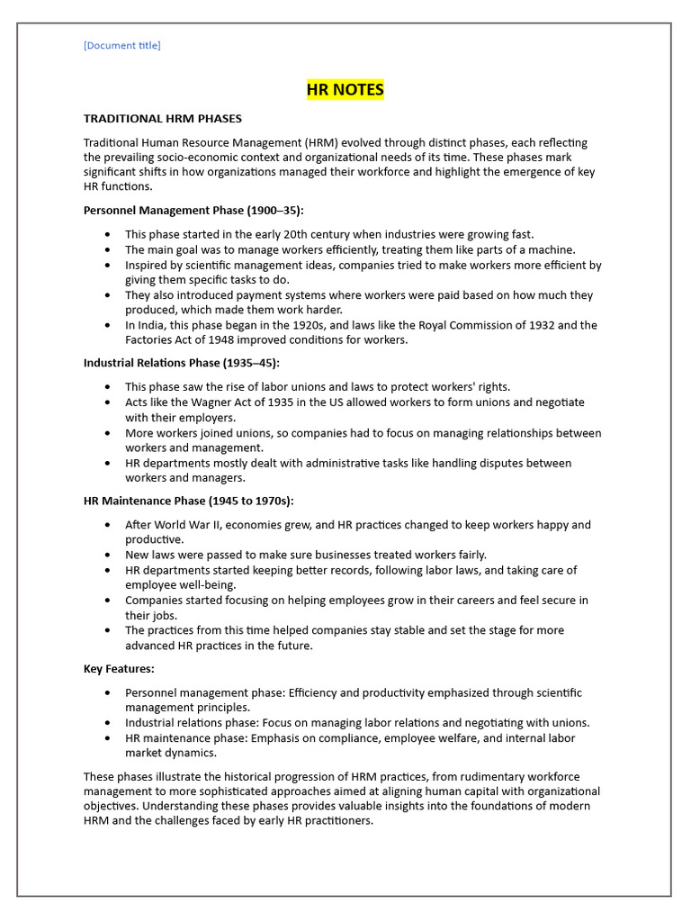 HR NOTES | PDF | Performance Indicator | Human Resource Management